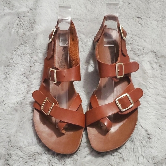 Shoes | Brown Leather Strappy Buckle Sandals | Poshmark